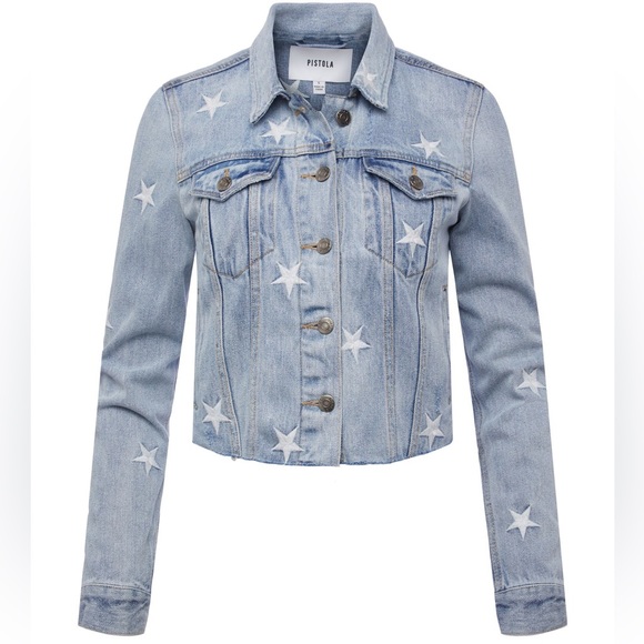 pistola | Jackets & Coats | Nwt Pistola Star Embroidered Denim Jacket ...